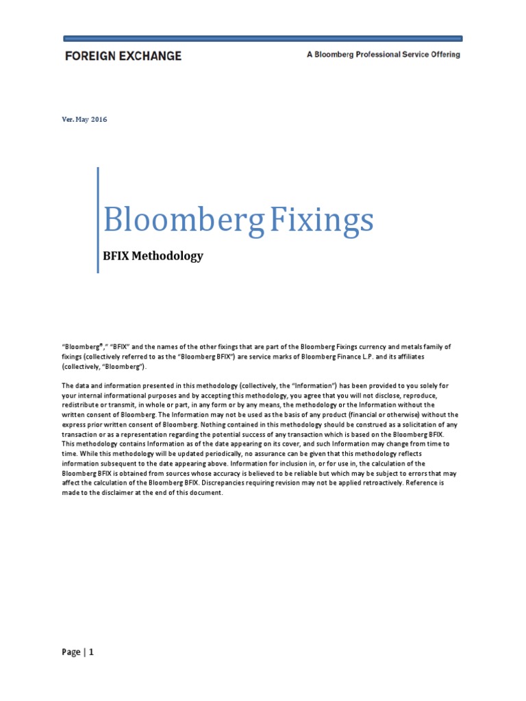 Bloomberg Fixings: BFIX Methodology | PDF | Foreign Exchange Market ...