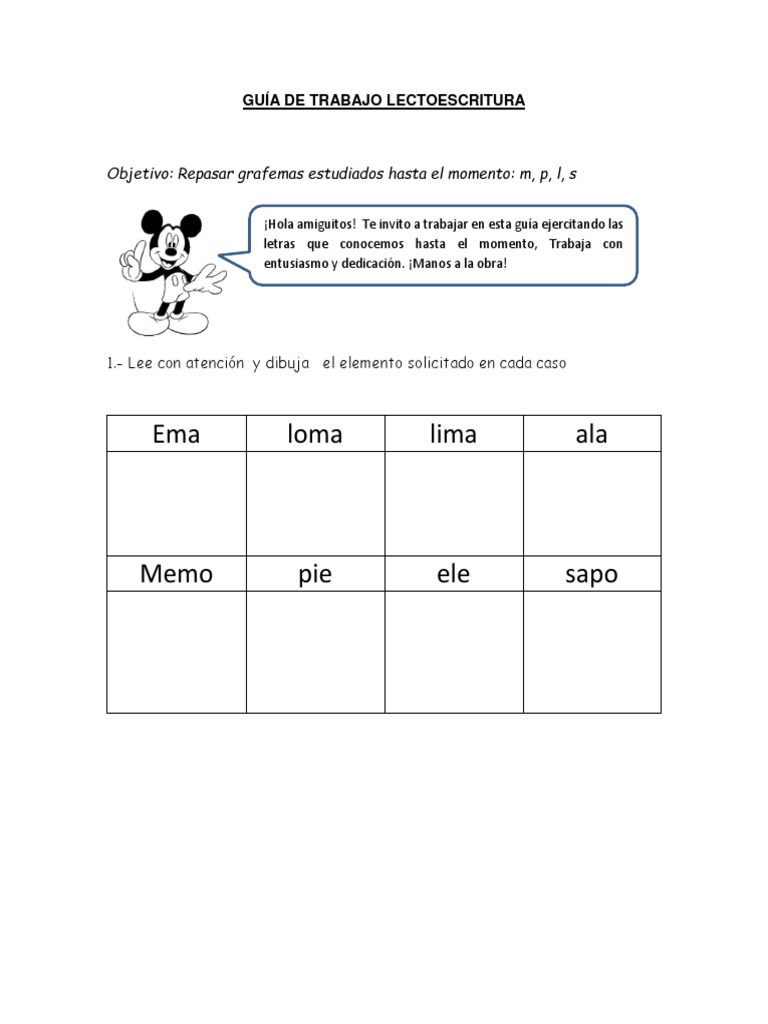 Guia Repasooo Letra M, P, L, S | PDF