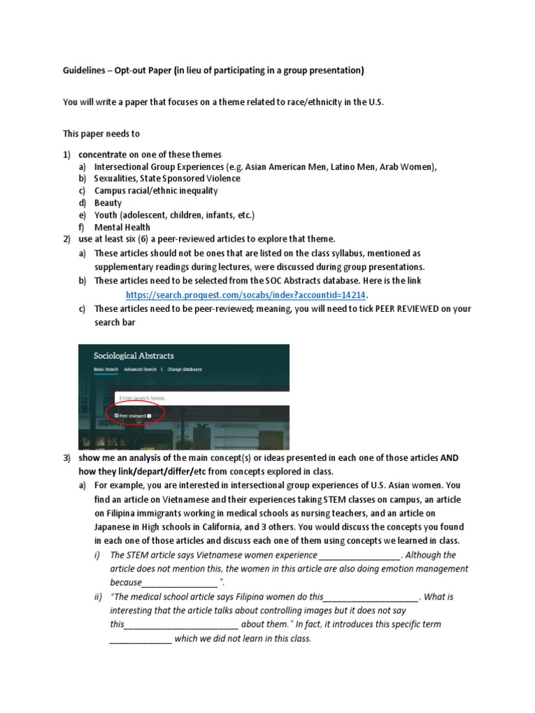 Guidelines - Opt-Out Paper (In Lieu of Participating in A Group ...