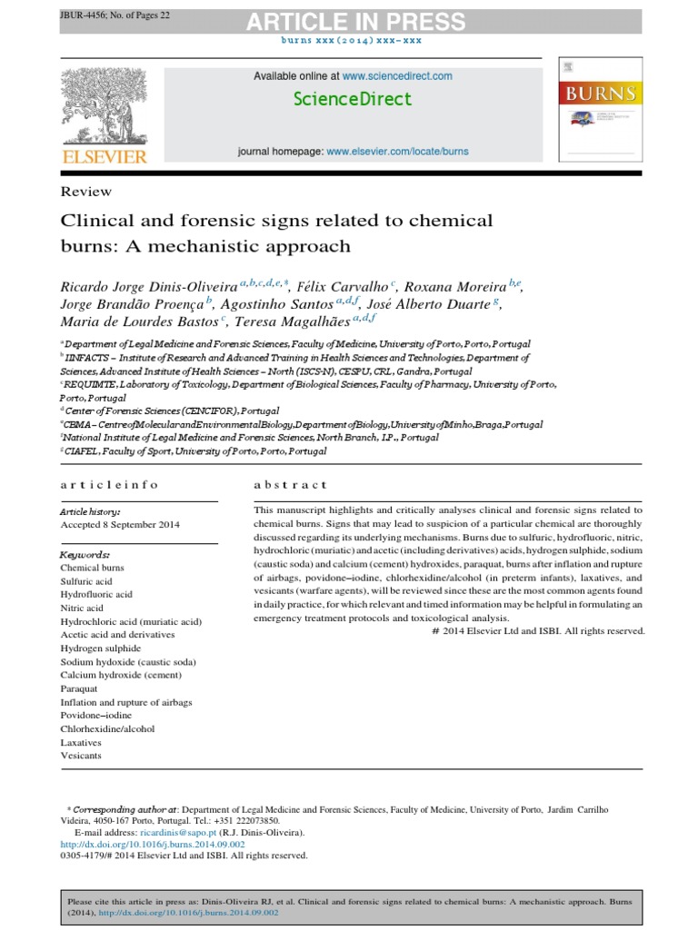 Clinical and Forensic Signs Related To Chemical Burns: A Mechanistic ...
