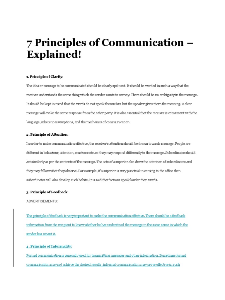 7 Principles of Communication | PDF | Attention | Communication