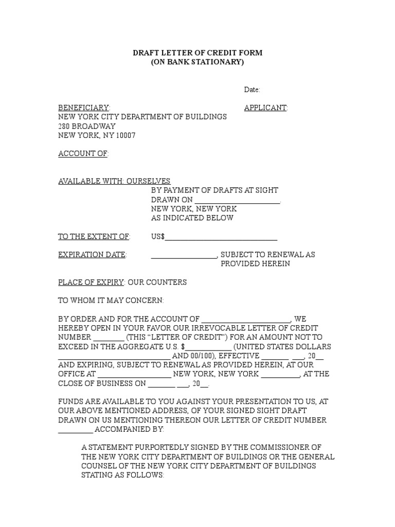 Letter of Credit Form | PDF | Letter Of Credit | Virtue