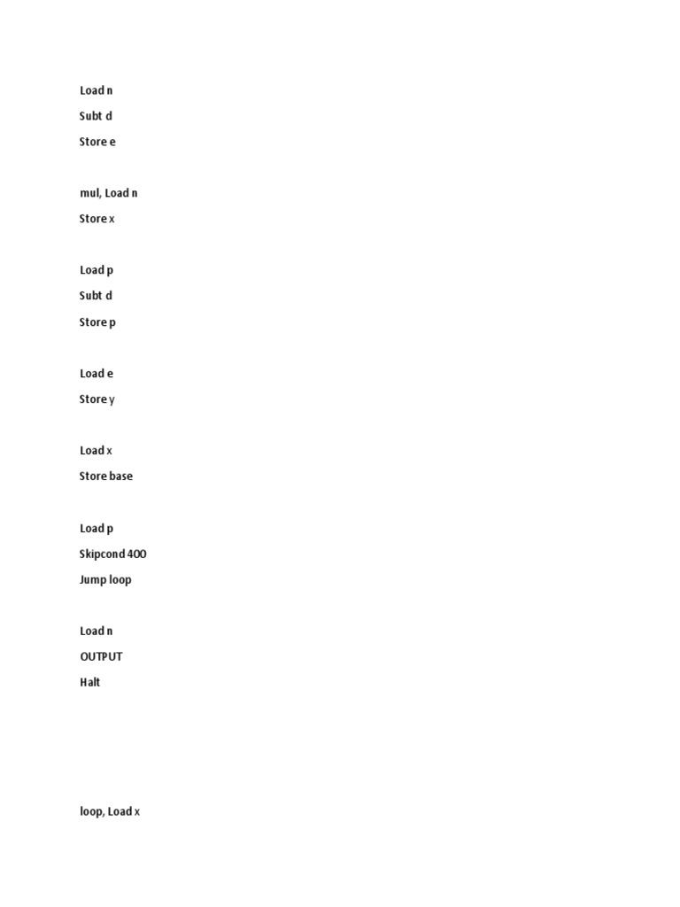 Load N Subt D Store e | PDF