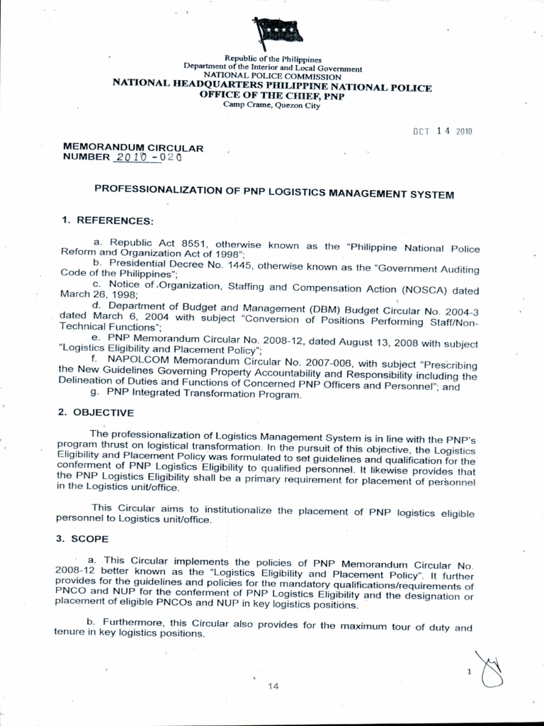 2 MC 2010-020 Professionalization of PNP Log MGMT System | PDF