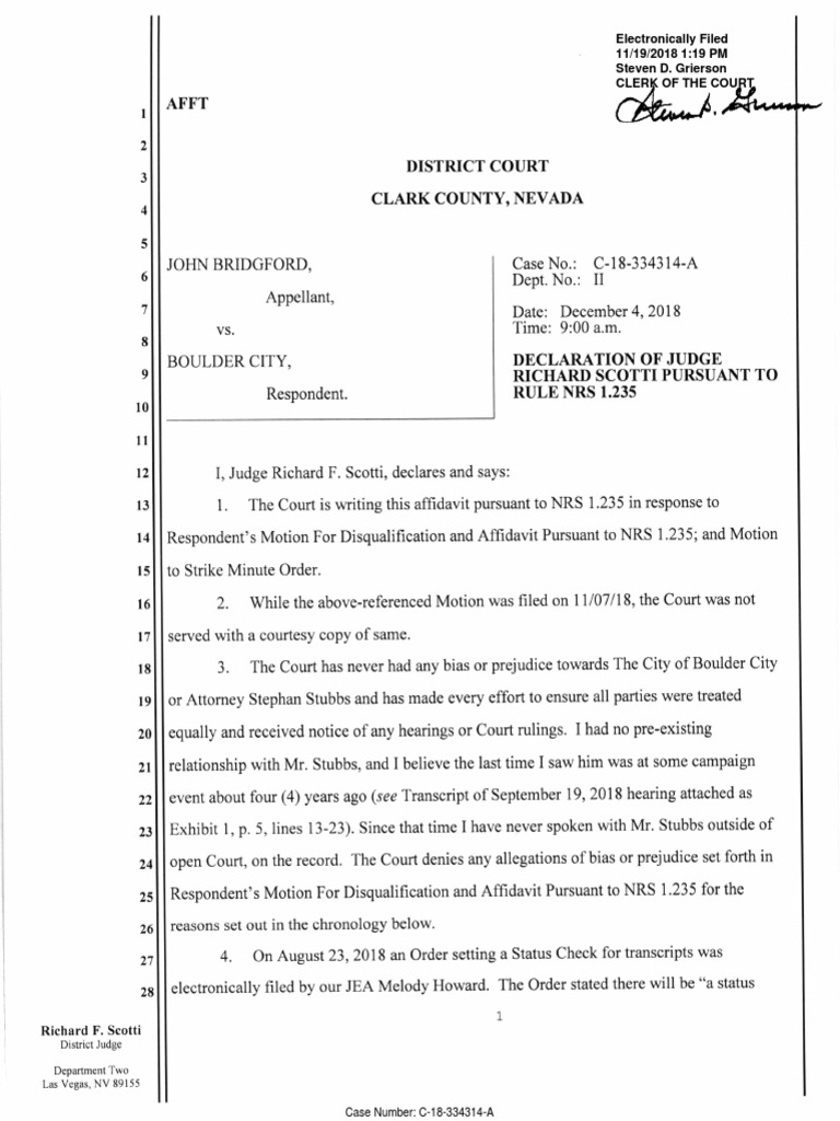 Judge Richard Scotti's Affidavit | PDF | Prosecutor | Lawsuit