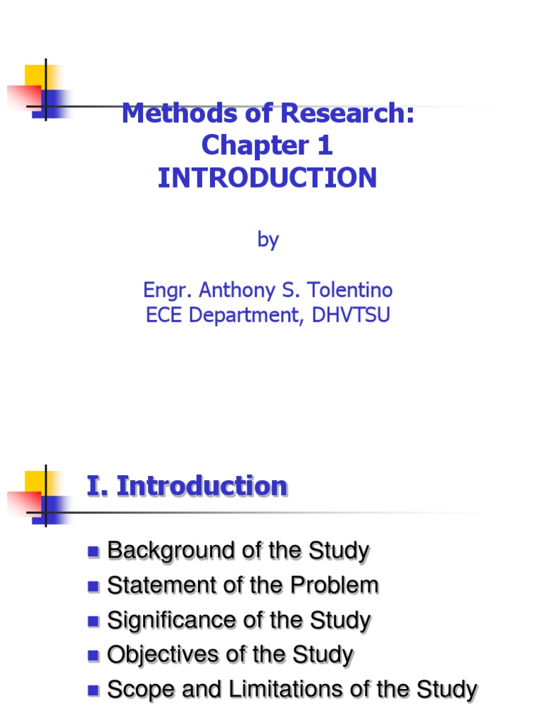 Introduction to Research Methods: Stating the Problem, Significance, Objectives and Scope | PDF
