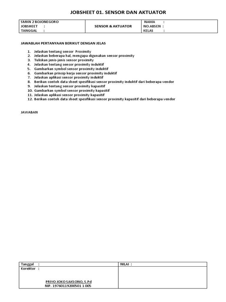 JOBSHEET 01 Sensor & Aktuator | PDF | Komputer