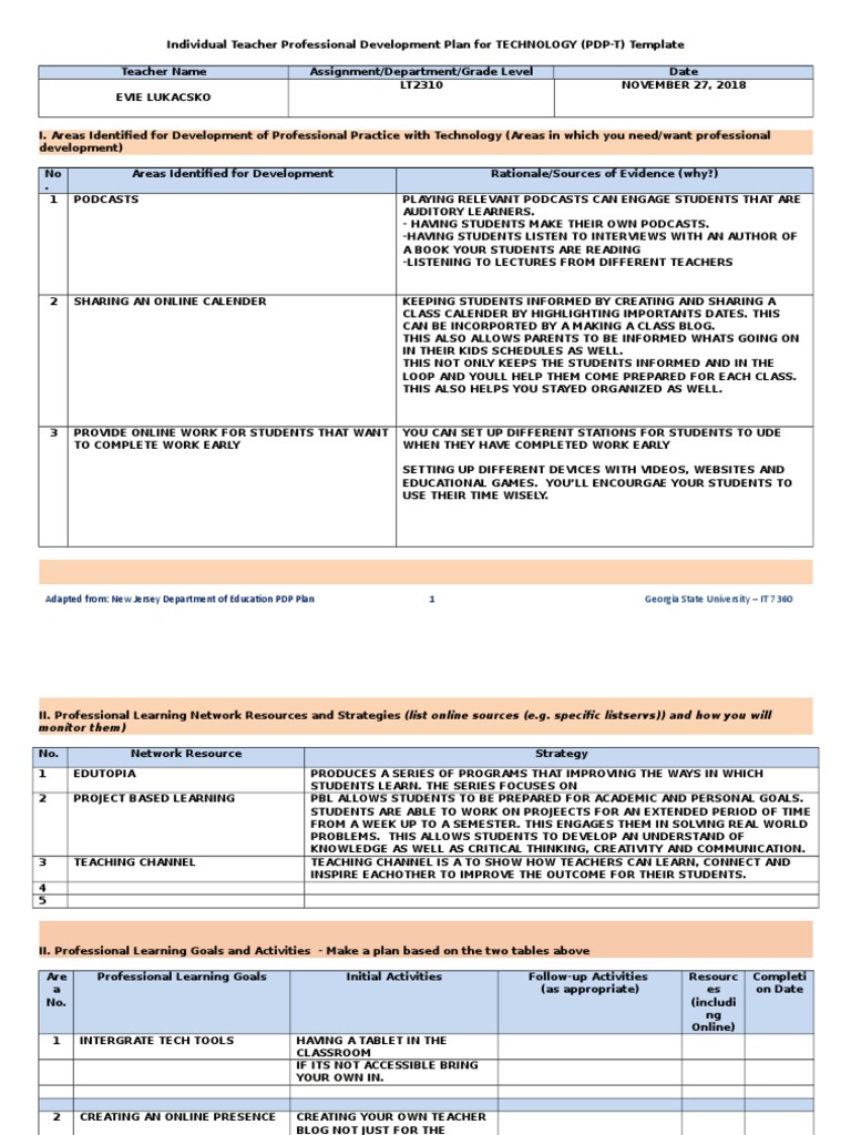 Teacherpdptemplate Revised | PDF | Project Based Learning | Teachers