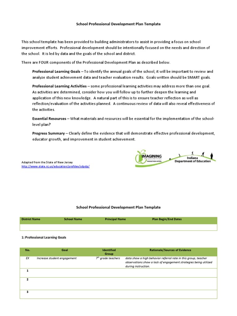 School Professional Development Plan Template | PDF | Goal | Teachers