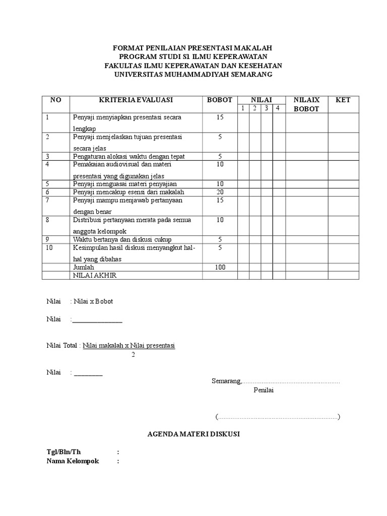Format Penilaian | PDF