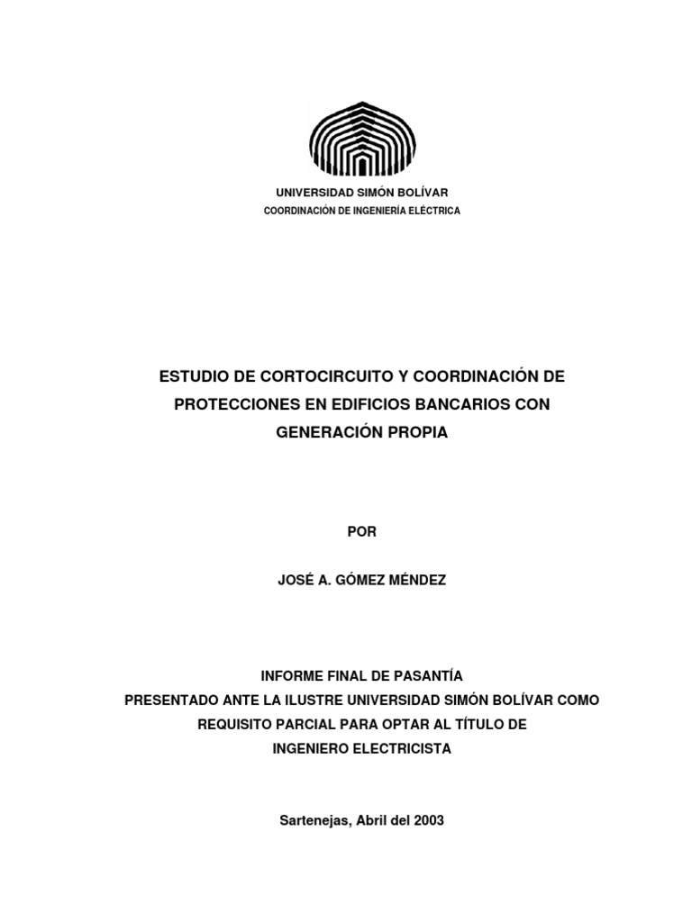 Estudio de Cortocircuito y Coordinacion de Protecciones en Edificios Bancarios PDF | PDF ...