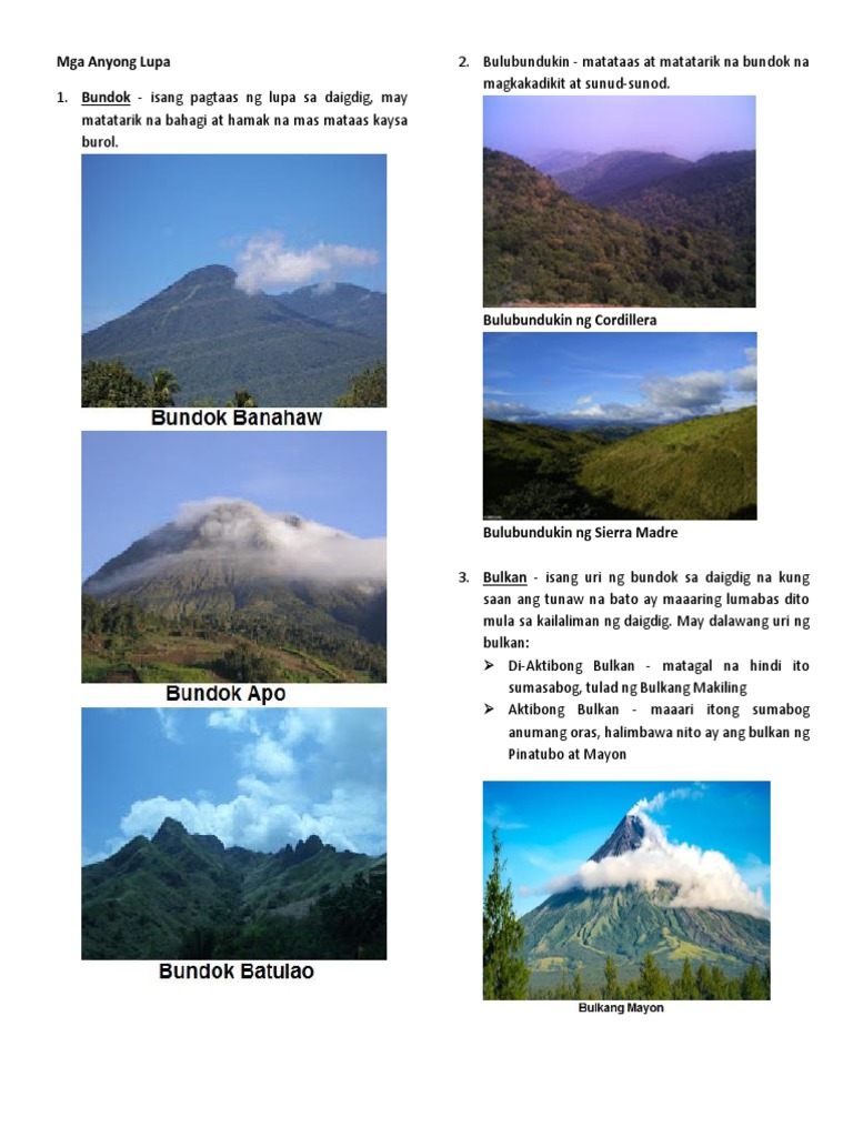 Mga Anyong Lupa at Tubig Sa Pilipinas | PDF