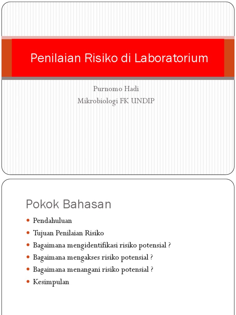 03 Penilaian Risiko Di Laboratorium | PDF