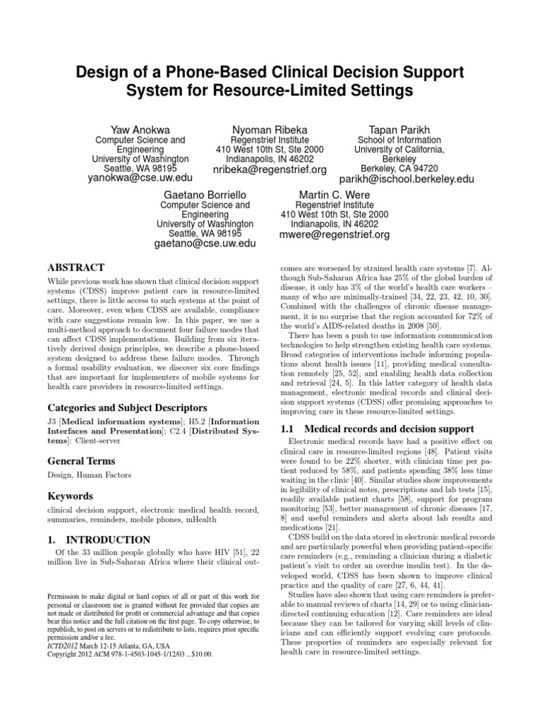 2011 ICTD DecisionSupport Paper PDF | PDF | Electronic Health Record ...