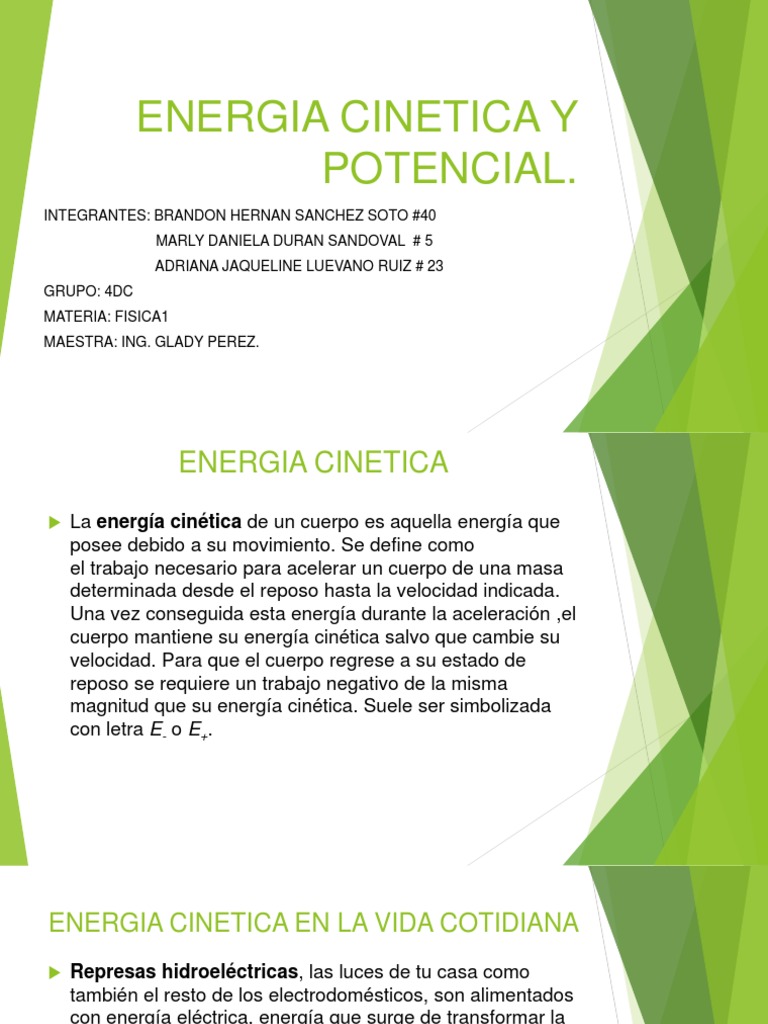Energia Cinetica y Potencial de Fisica 1 7014 | PDF | Energía potencial ...