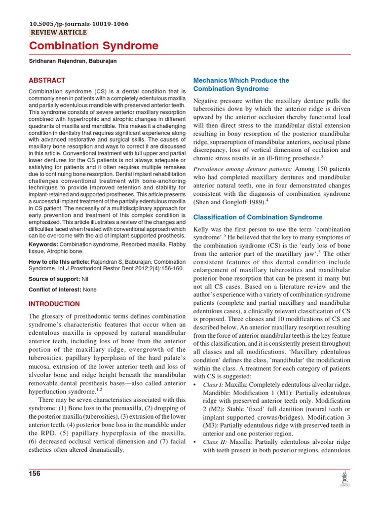 Combination Syndrome PDF | PDF | Dental Implant | Dentures