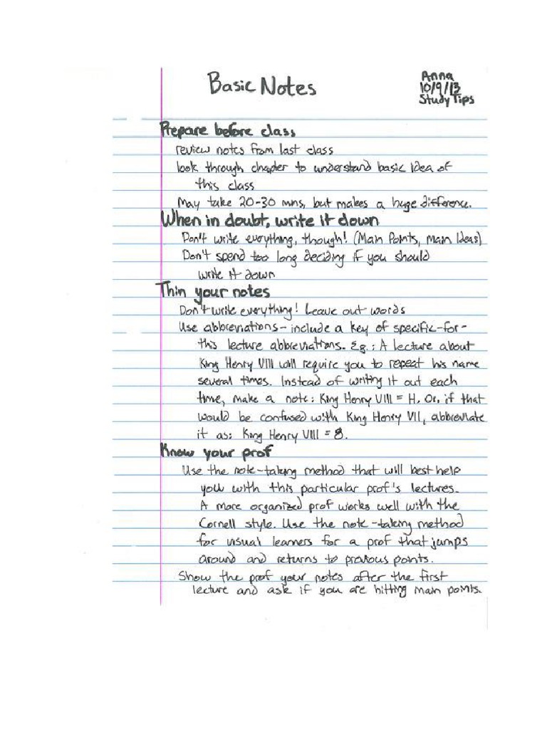 Note Taking Examples