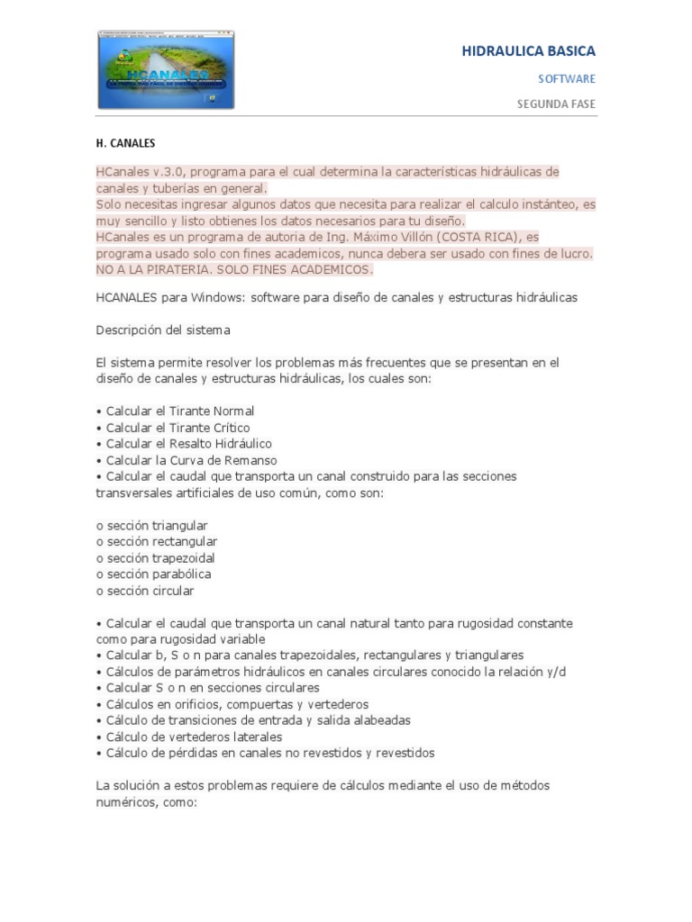SOFTWARE H-Canales | PDF | Ingeniería | Software