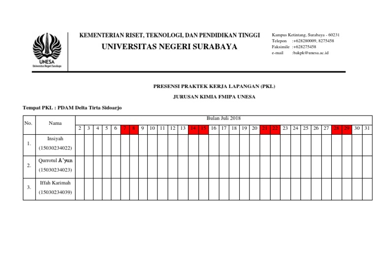 Absensi PKL New | PDF