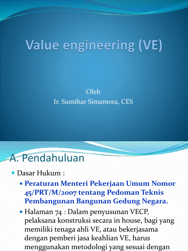 Pengantar Value Engineering (VE) | PDF | Seni | Teknologi & Rekayasa