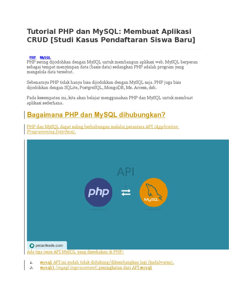 Membuat Aplikasi CRUD Studi Kasus Pendaftaran Siswa Baru | PDF | Karier ...