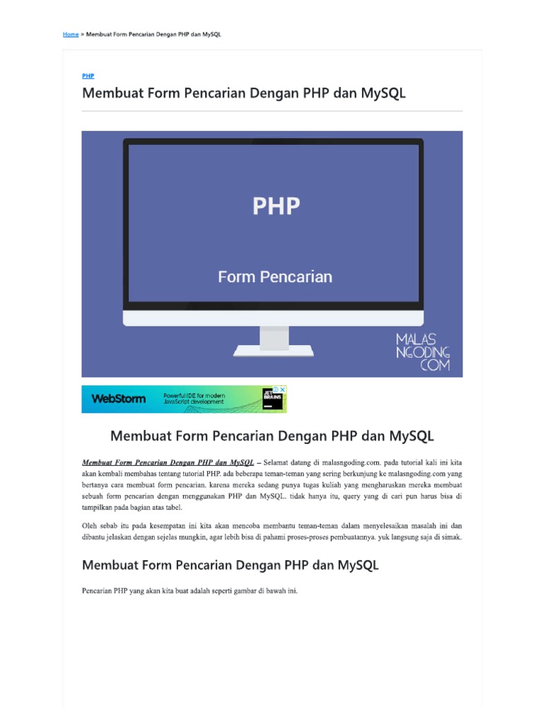 Membuat Form Pencarian Dengan PHP Dan MySQL - Malas Ngoding | PDF