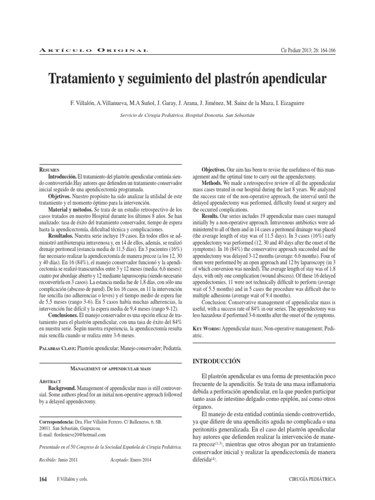 Tratamiento Del Plastron Apendicular PDF | PDF | Especialidades Medicas ...