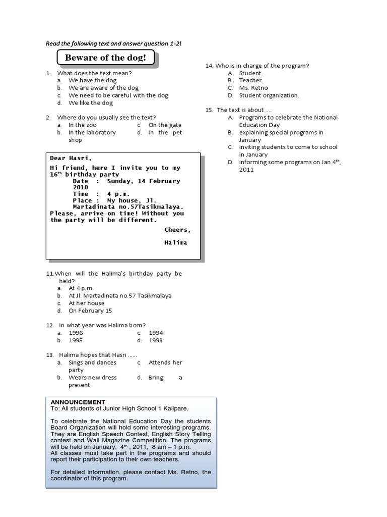 Exercise Invitation, Notice, Announcement | PDF