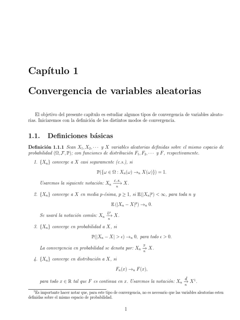 Convergencia de variables aleatorias | PDF | Variable aleatoria | Distribución de probabilidad
