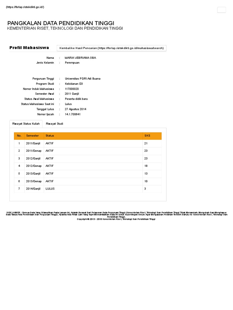SRV5 PDDIKTI - Pangkalan Data Pendidikan Tinggi | PDF