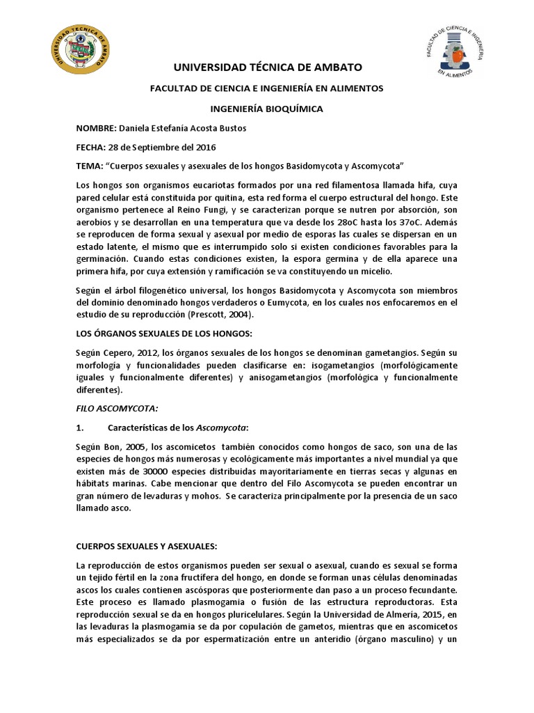 Reproducción de Hongos Asco y Basidio | PDF | Hongo | Reproducción