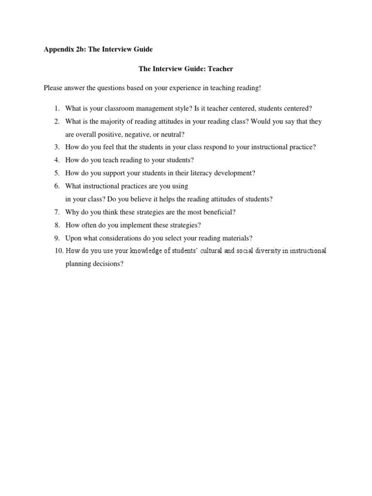 Appendix 2b The Interview Guide | PDF | Career & Growth | Self-Improvement