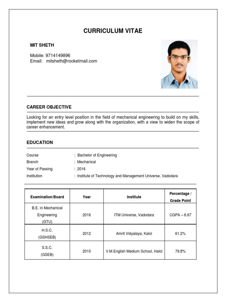 Curriculum Vitae: Mit Sheth | PDF | Machines | Pump