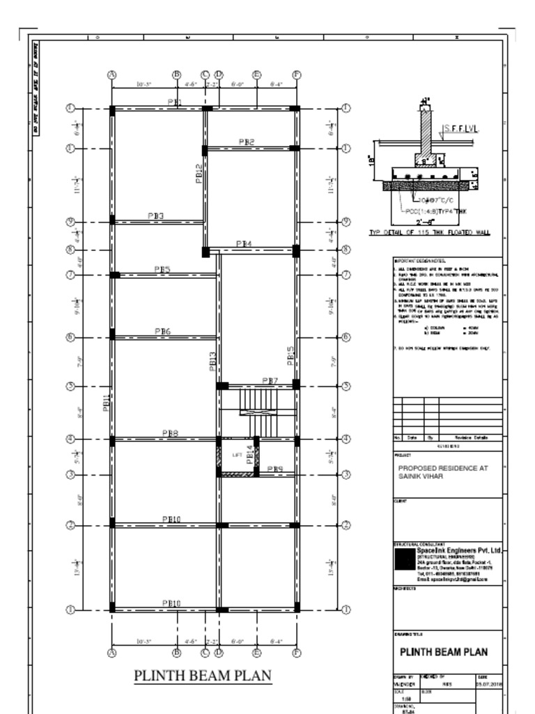 Plinth Beam Plan (05.07.2018) Sainik Vihar-Model | PDF