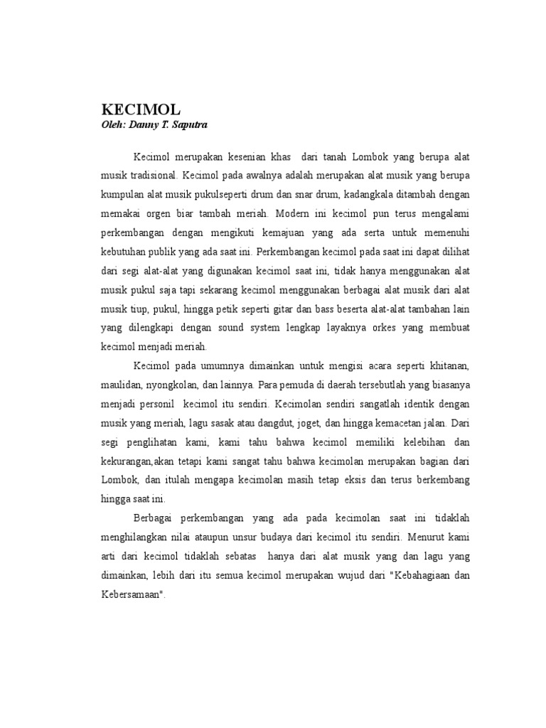 Kecimol: Musik Tradisional Lombok | PDF