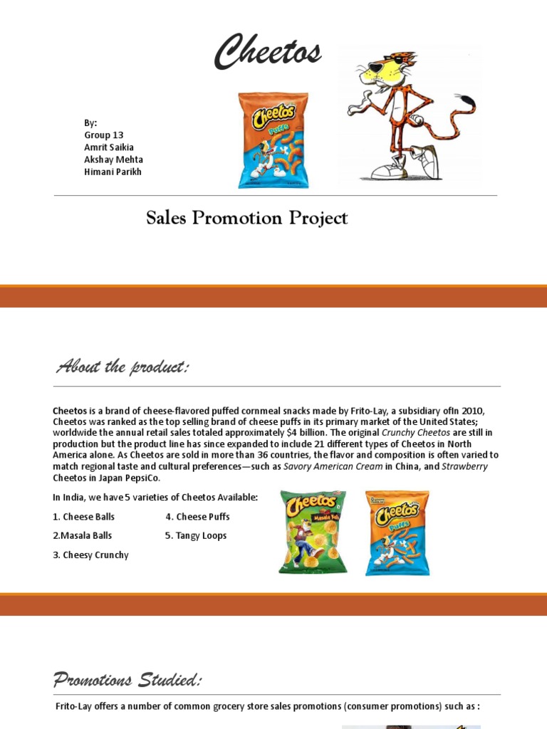 Cheetos: Sales Promotion Project | PDF | Business | Business Economics