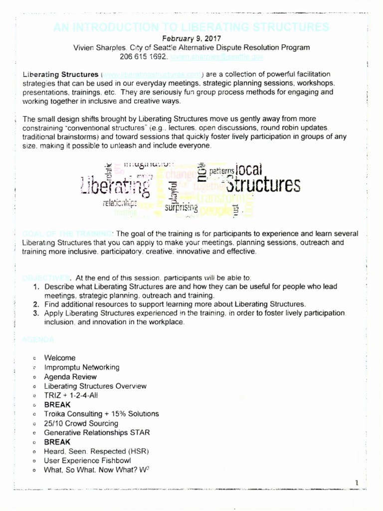 LiberatingStructures VivianSharples PDF | PDF
