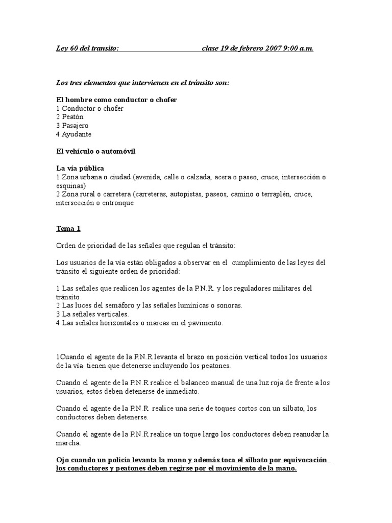 Ley 60 Del Transito | PDF | Semáforo | Intersección (carretera)