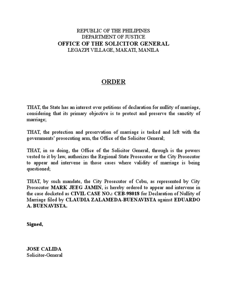 Order: Office of The Solicitor General | PDF