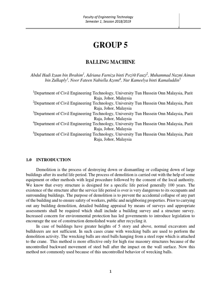 Balling Machine (Technical Paper) | PDF | Demolition | Crane (Machine)