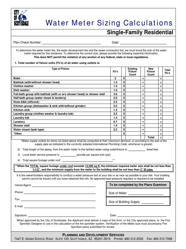 Water Meter Size Calculations | PDF | Shower | Toilet