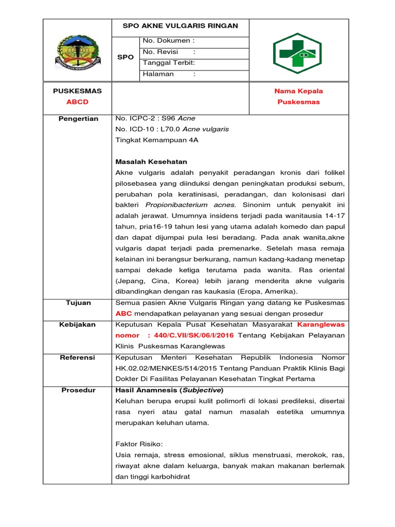 SOP Acne Vulgaris EDIT PDF | PDF