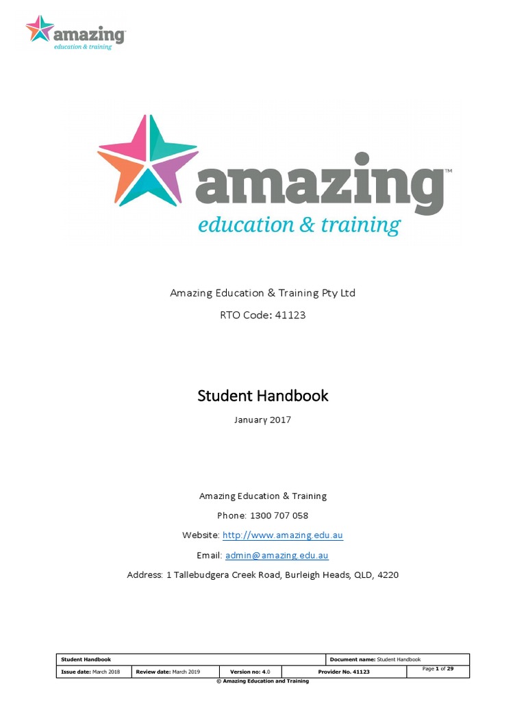 Student Handbook: Amazing Education & Training Pty LTD RTO Code: 41123 ...