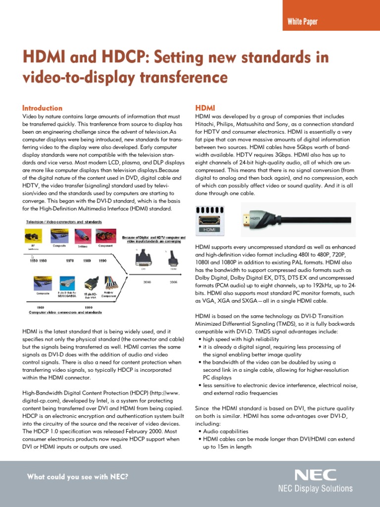 HDMI and HDCP: Setting New Standards in Video-To-Display Transference ...