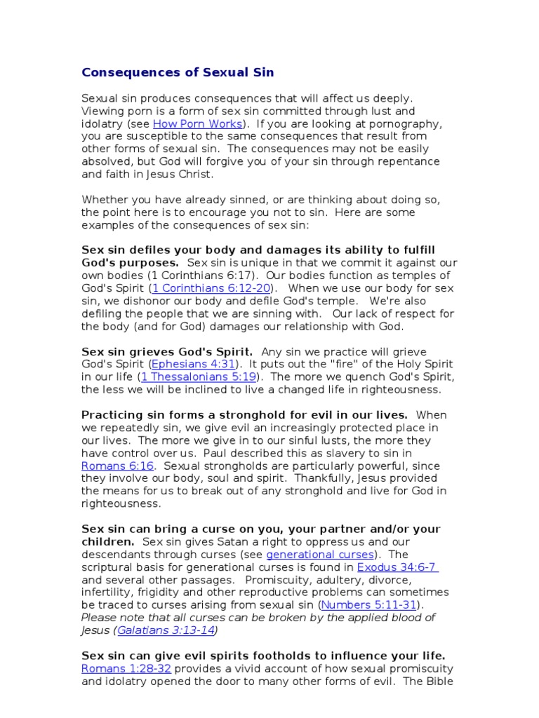Consequences of Sexual Sin | PDF | Human Sexual Activity | Lust