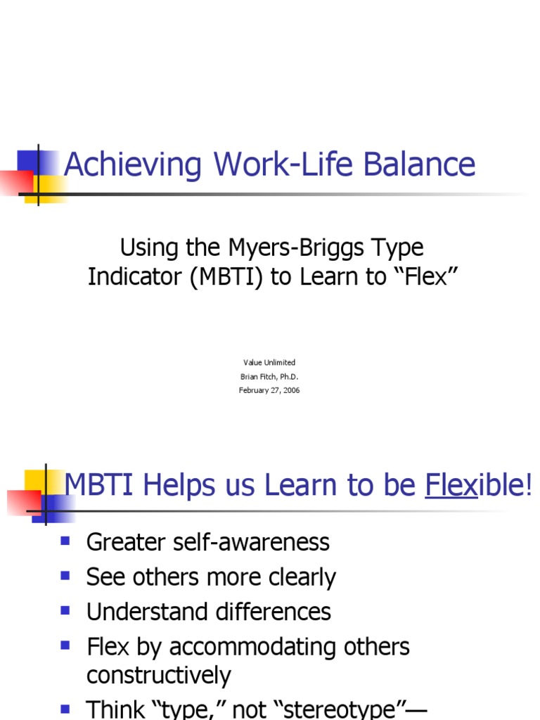 Achieving Work-Life Balance: Using The Myers-Briggs Type Indicator ...