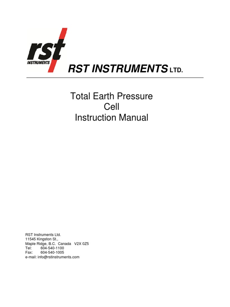 LPM0009B Total Earth Pressure Cell Installation Manual | PDF | Pressure ...