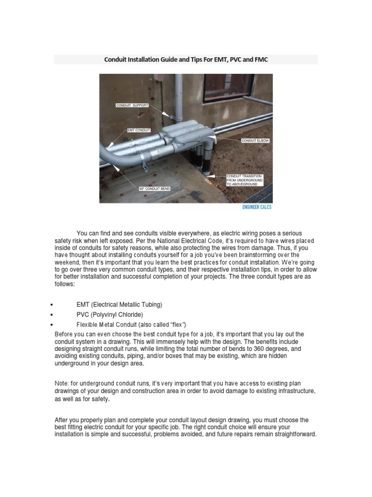 NEC STD Conduit Installation Details | PDF | Building Materials | Wire