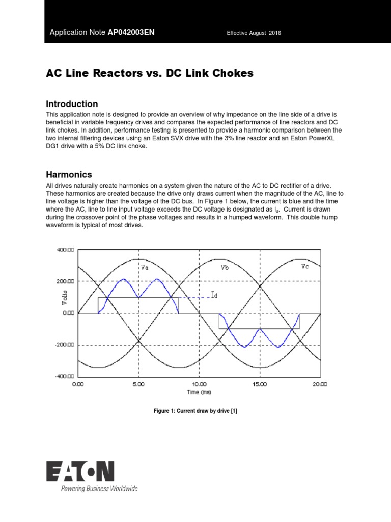 AC Line Reactors vs. DC Link Chokes: Application Note AP042003EN | PDF ...