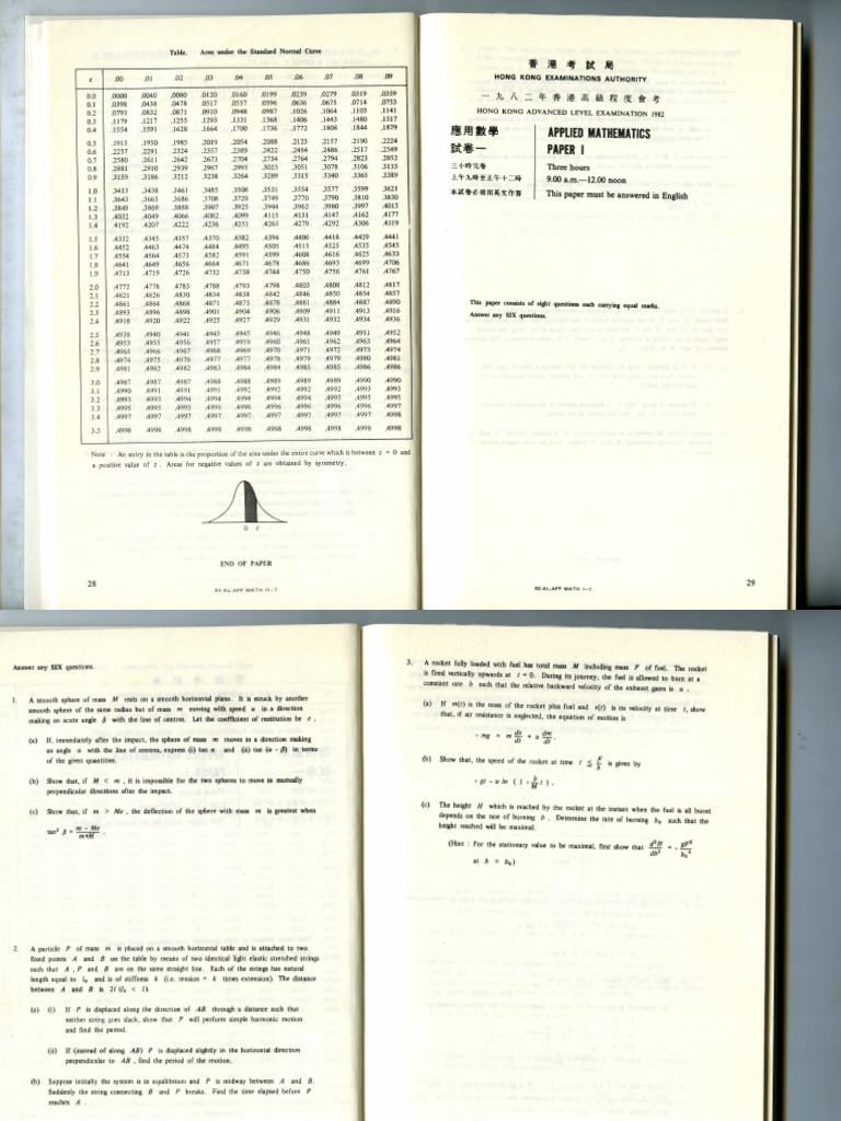 1982 AL Applied Mathematics Paper 1, 2 | PDF 1982 AL Applied Mathematics Paper 1, 2 | PDF
